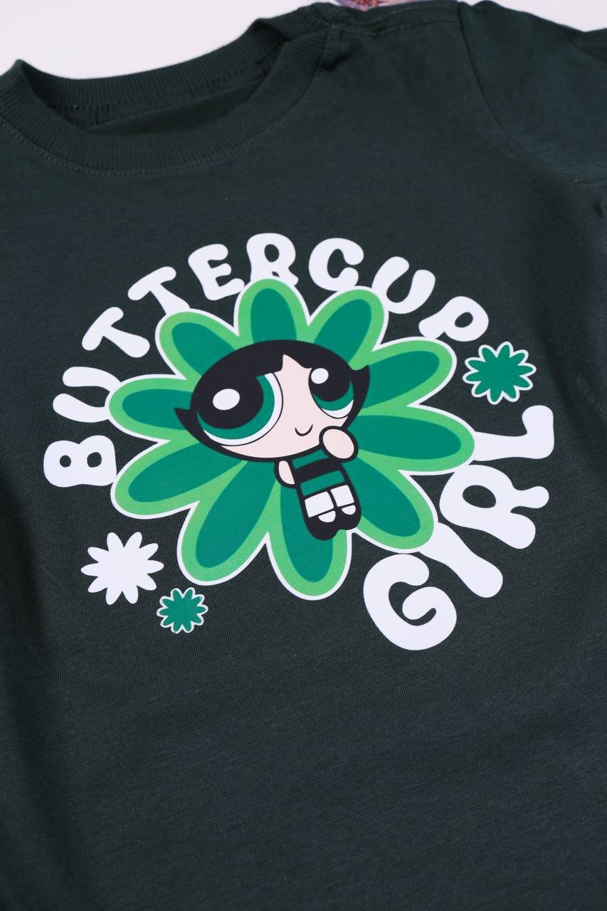 T-shirt Infantil BUTTERP GIRL DOCINHO Verde Militar